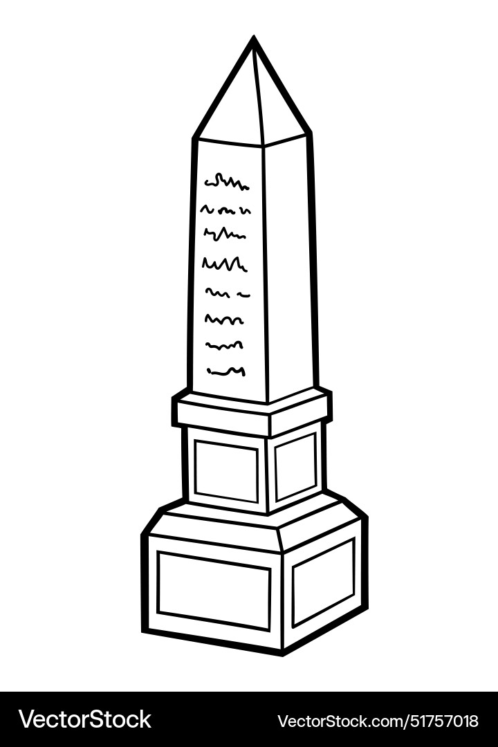 Coloring book for kids obelisk Royalty Free Vector Image