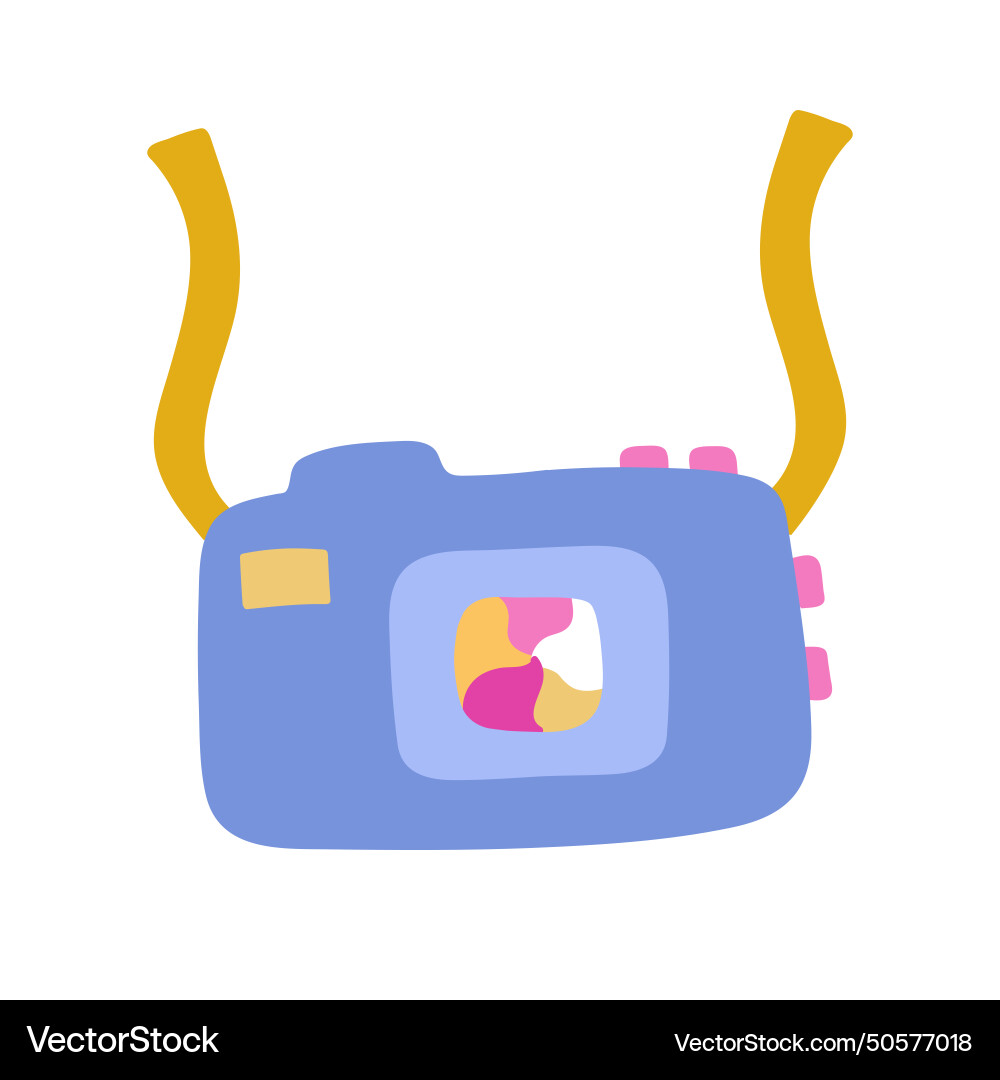 Cute retro photo camera hand drawn simple doodle Vector Image