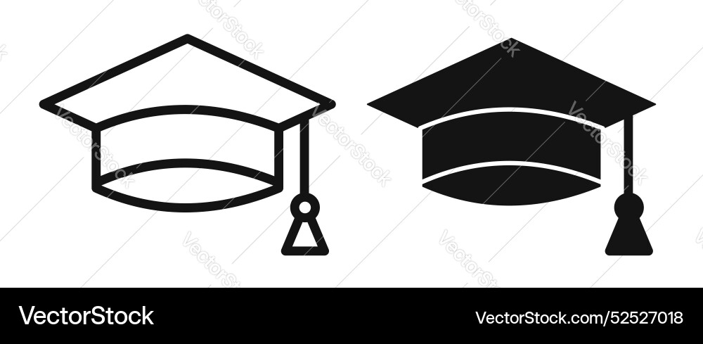 Graduation cap thin line icon set Royalty Free Vector Image