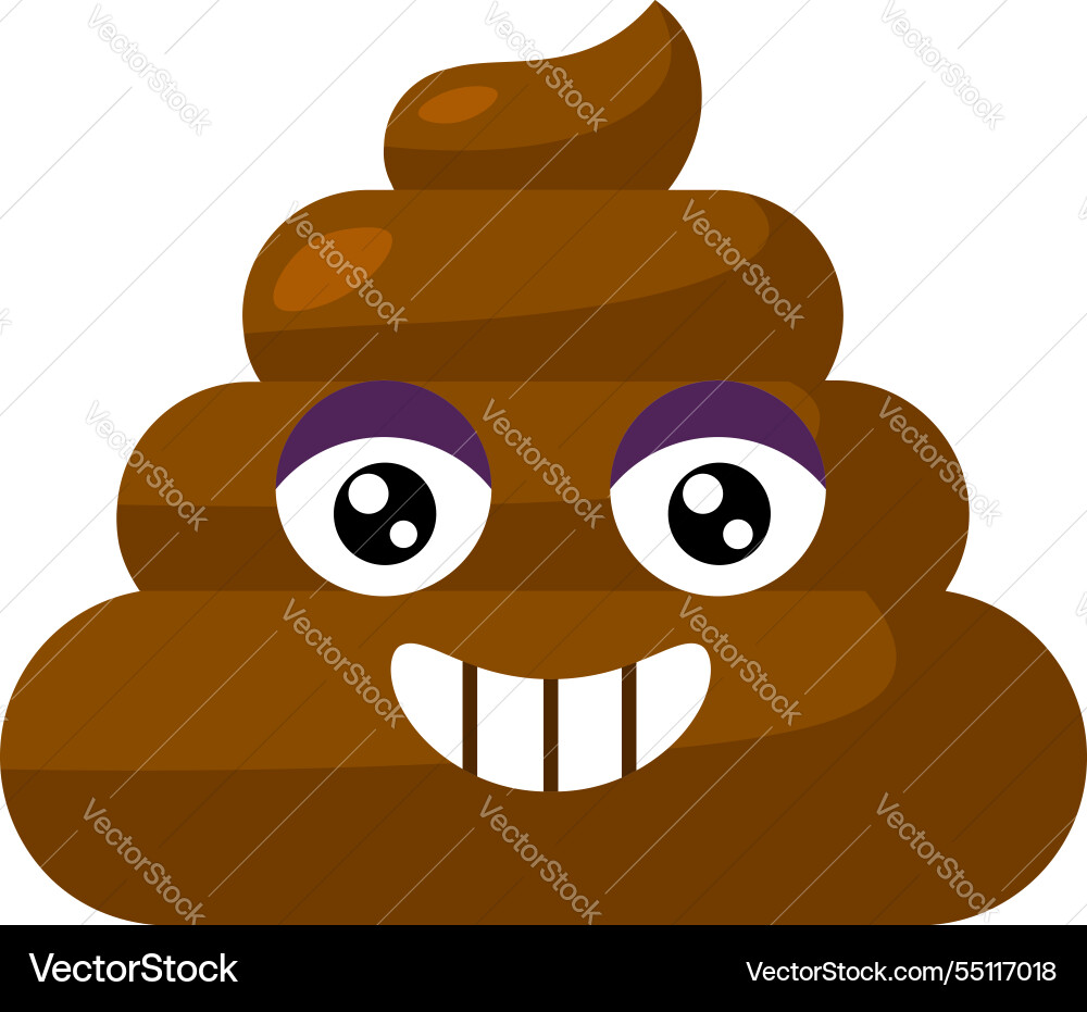 Laughing open smile emoji poop Royalty Free Vector Image