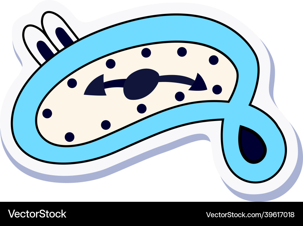 Melting clock sticker Royalty Free Vector Image