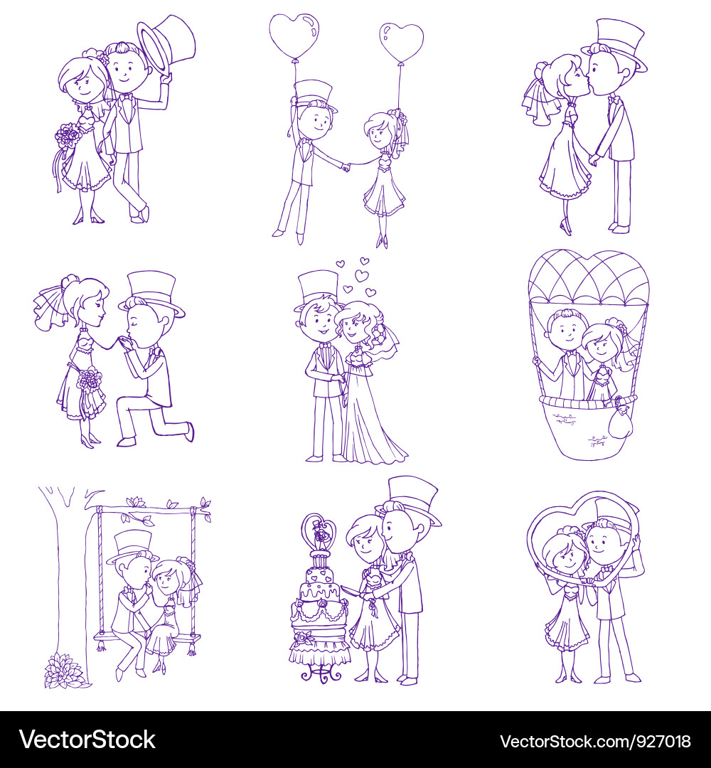 Wedding doodles Royalty Free Vector Image - VectorStock