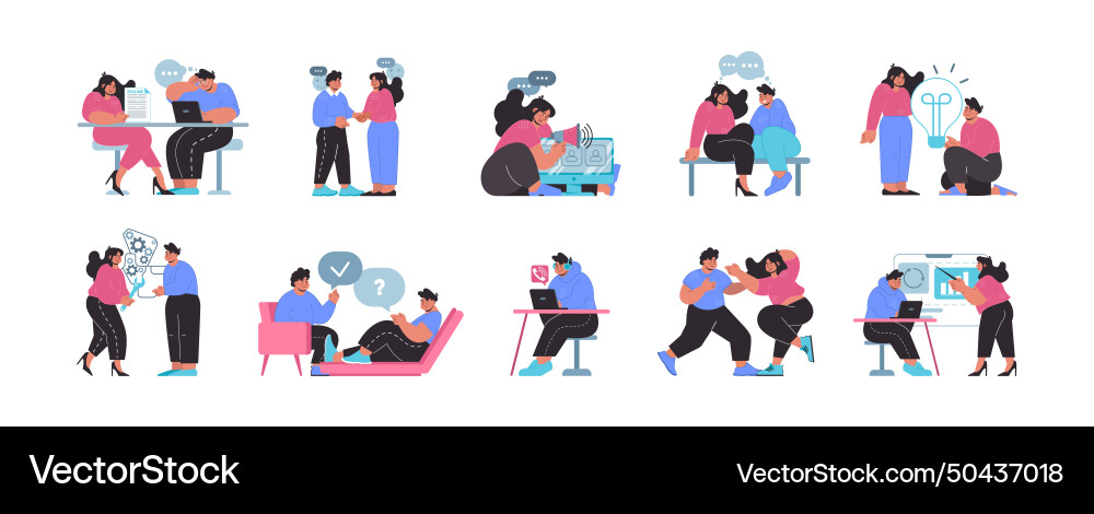 Workplace collaboration set Royalty Free Vector Image
