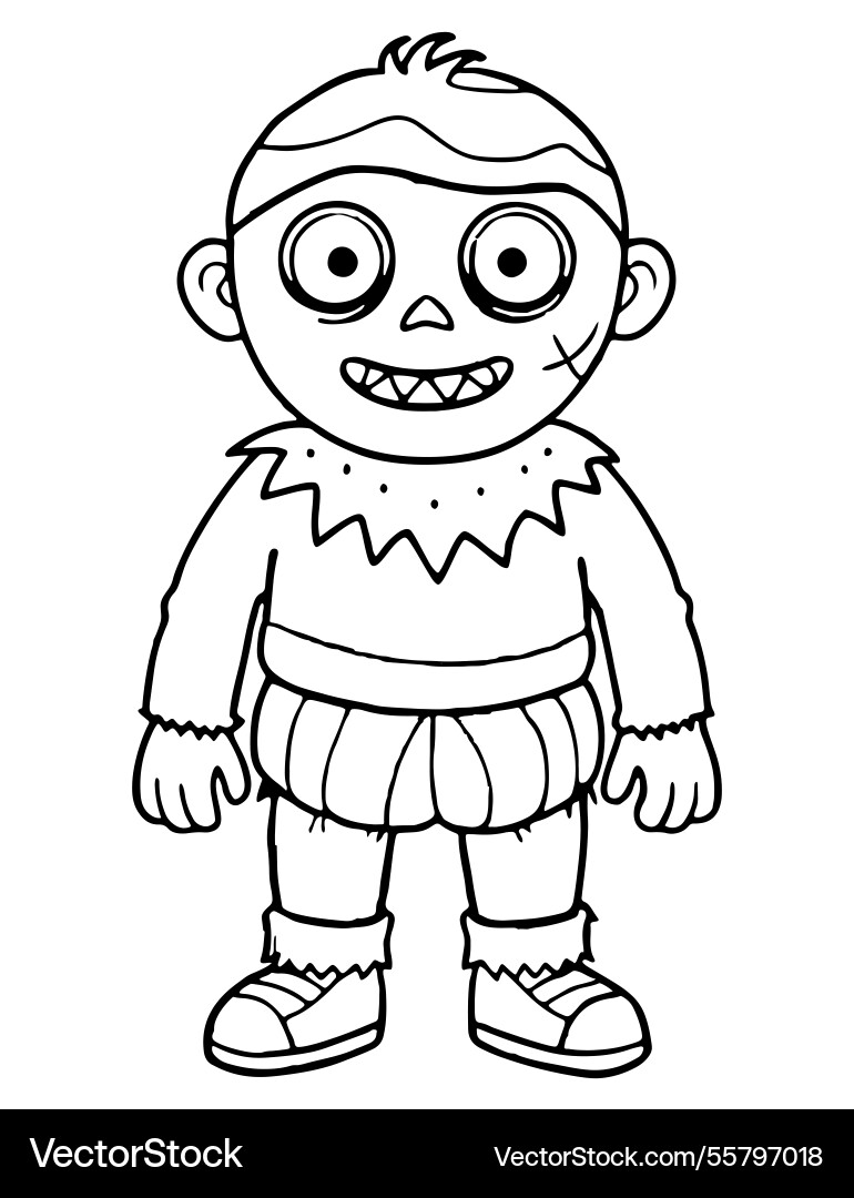 Zombie apocalypse coloring page for kids Vector Image
