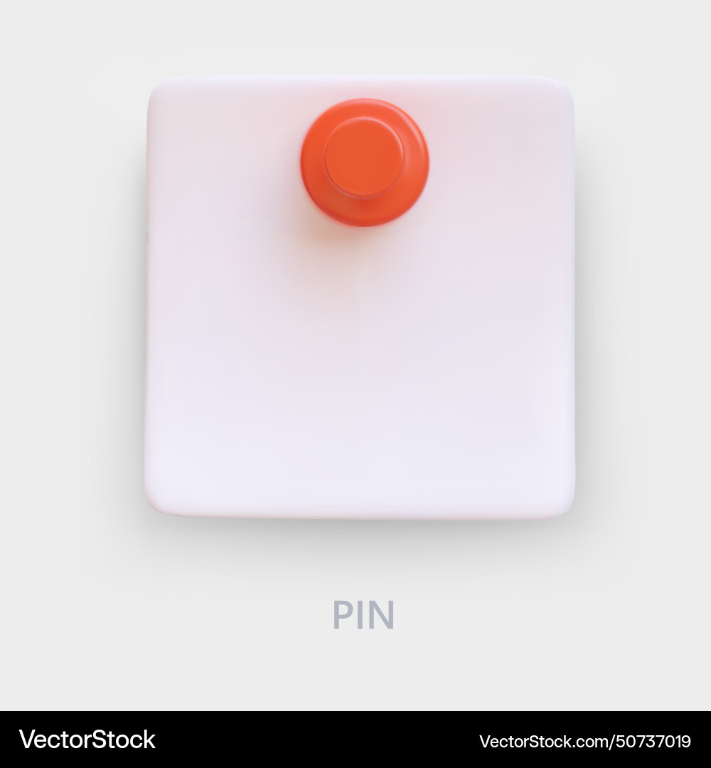 Blank sticker with red pin front view mockup Vector Image