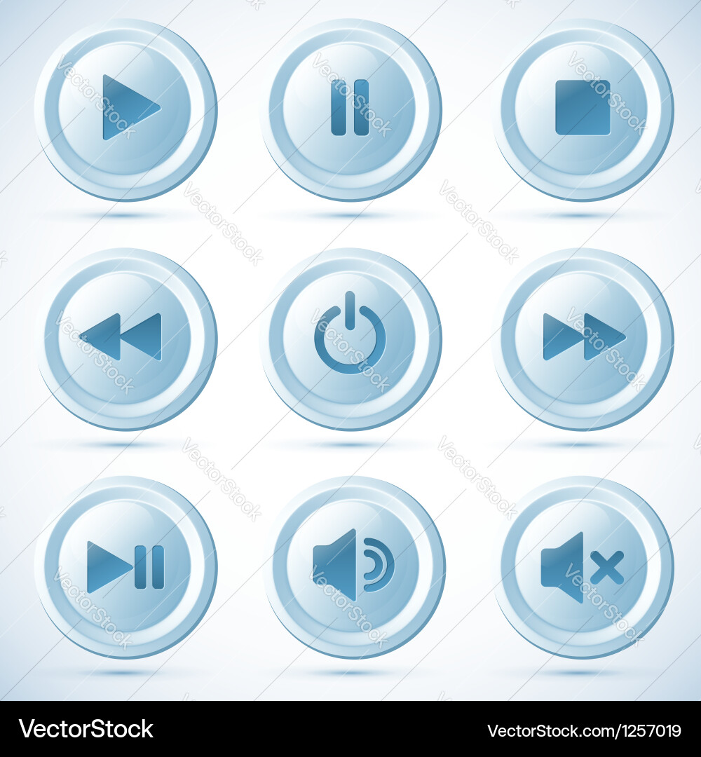 Blue plastic navigation buttons Royalty Free Vector Image