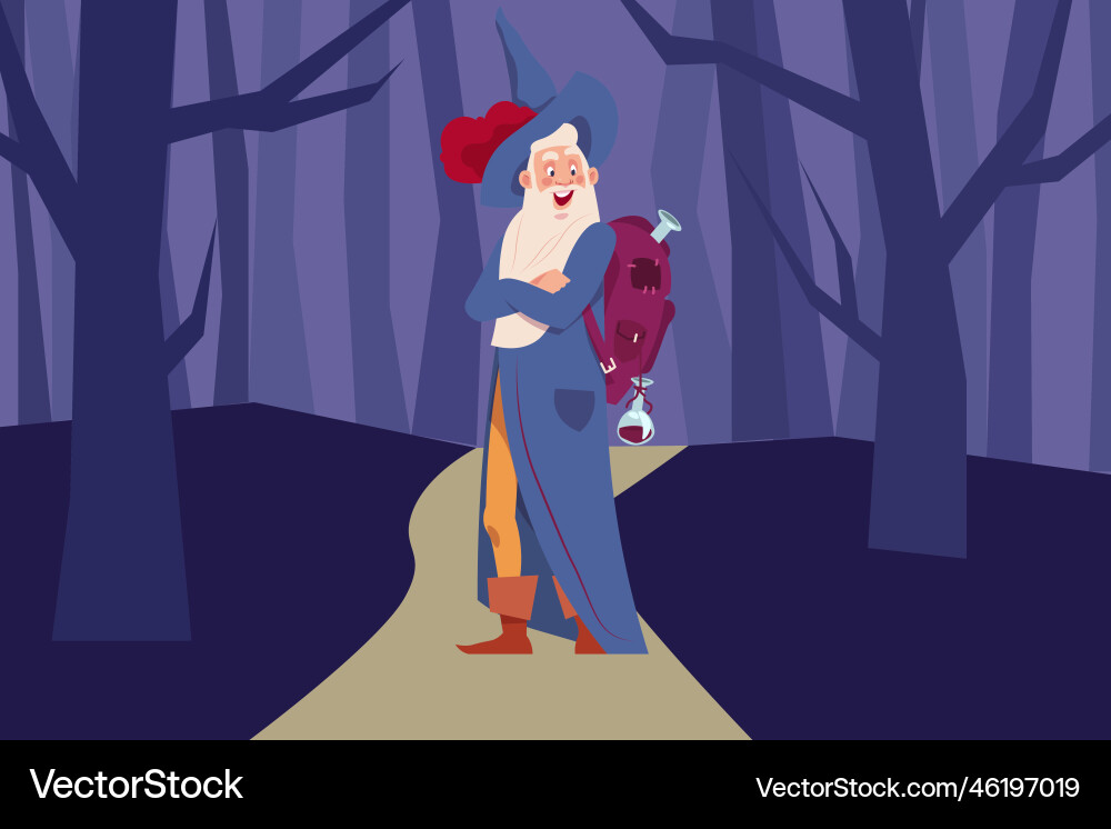 Cartoon wizard magic character Royalty Free Vector Image