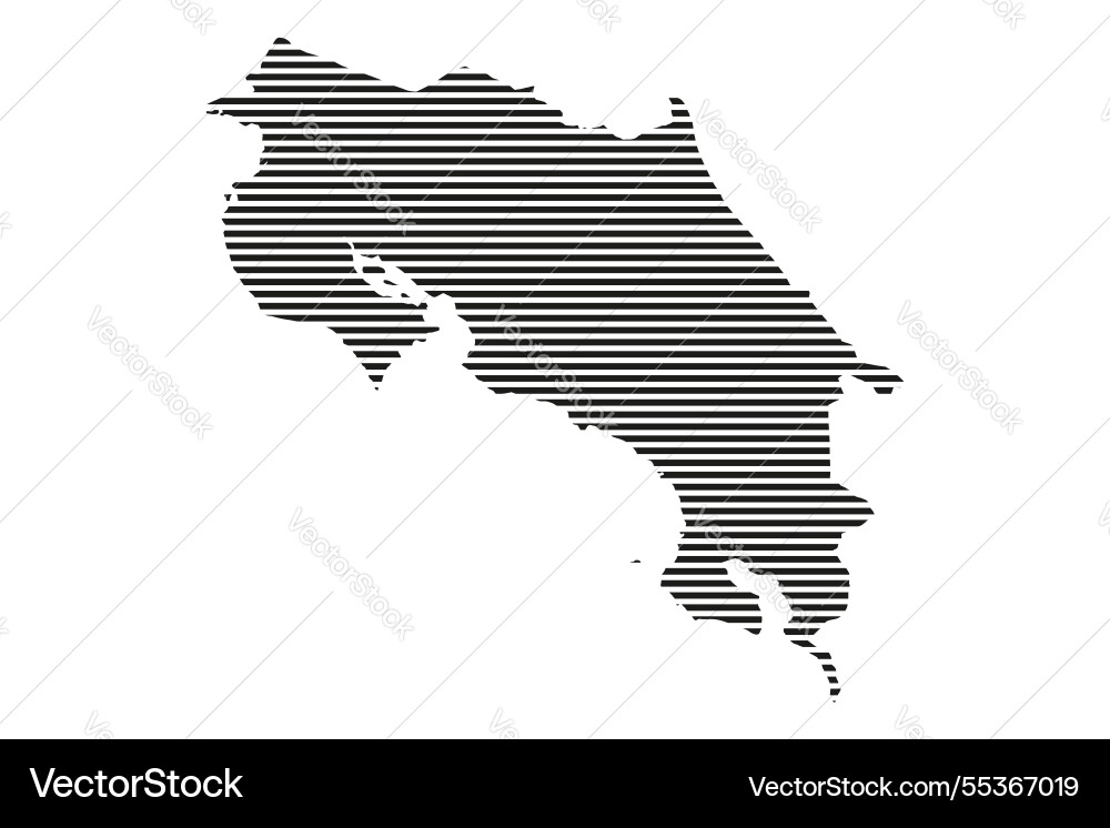 Costa rica map with lined pattern Royalty Free Vector Image
