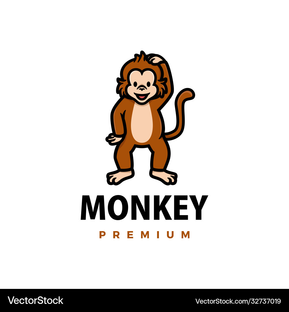 Cute monkey cartoon logo icon Royalty Free Vector Image
