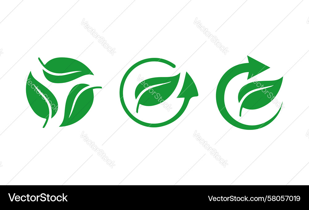 Green Leaf Recycle Icons Royalty Free Vector Image