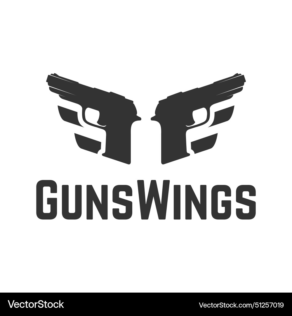 Gun wings flat modern logo Royalty Free Vector Image