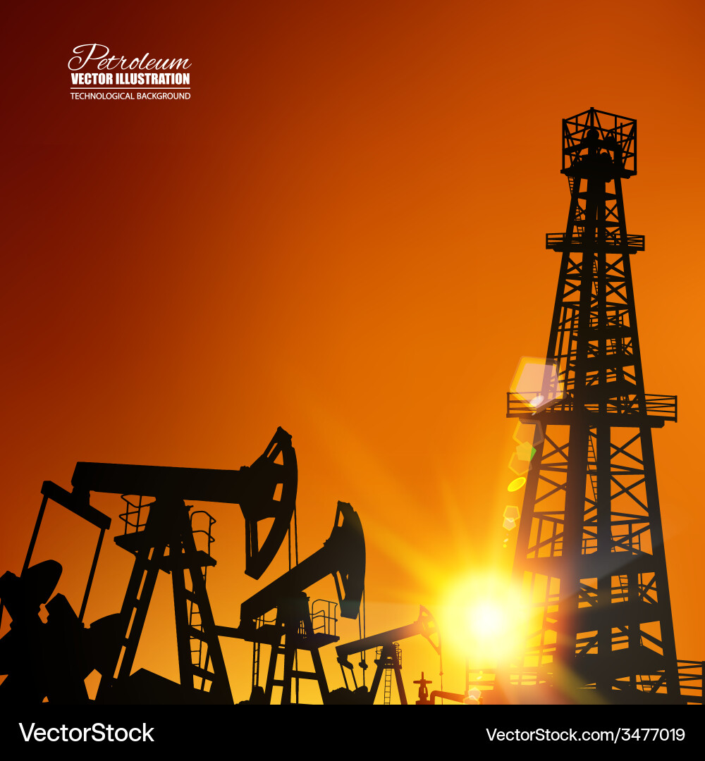 Oil Derrick at Sunset Royalty Free Vector Image
