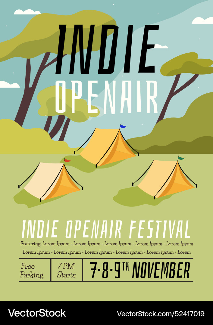 Open air party poster template Royalty Free Vector Image