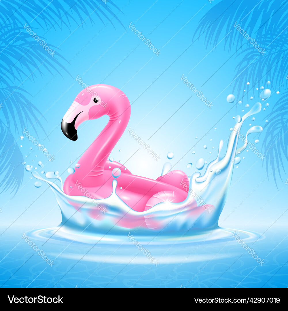 Pink Flamingo Inflatable Ring Royalty Free Vector Image