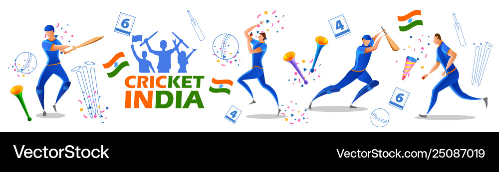 Player batsman and bowler team india playing Vector Image
