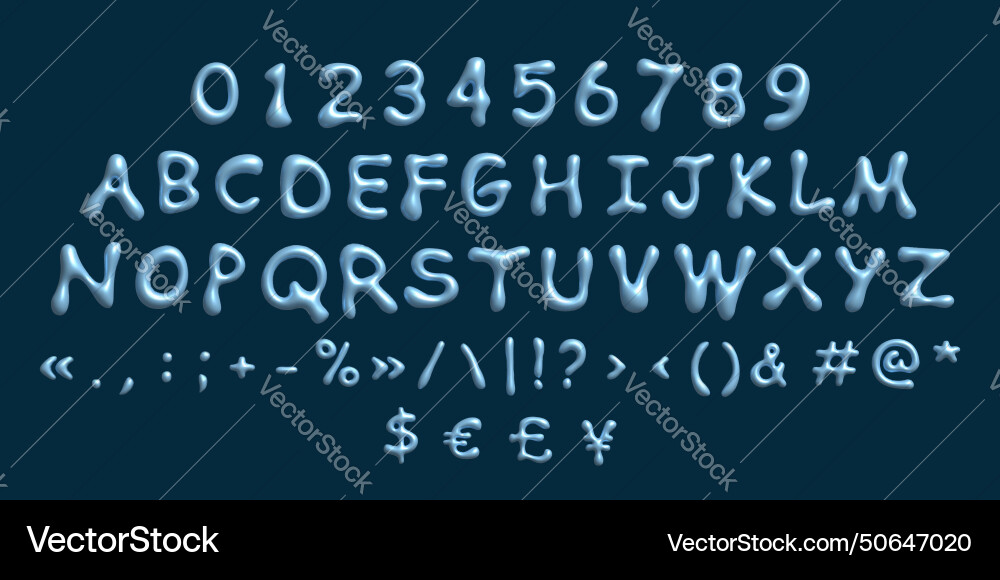 3d blue bubble font Royalty Free Vector Image - VectorStock
