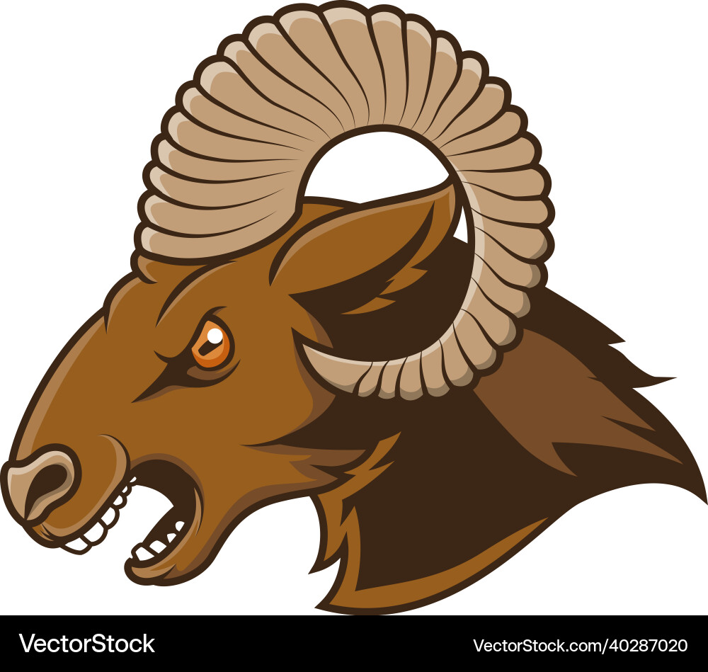 Cartoon angry goat head mascot Royalty Free Vector Image