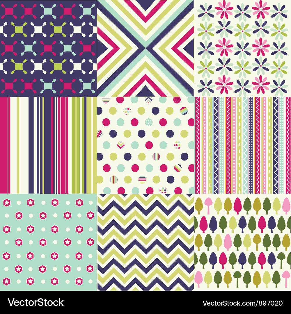 Colorful Fabric Patterns Royalty Free Vector Image