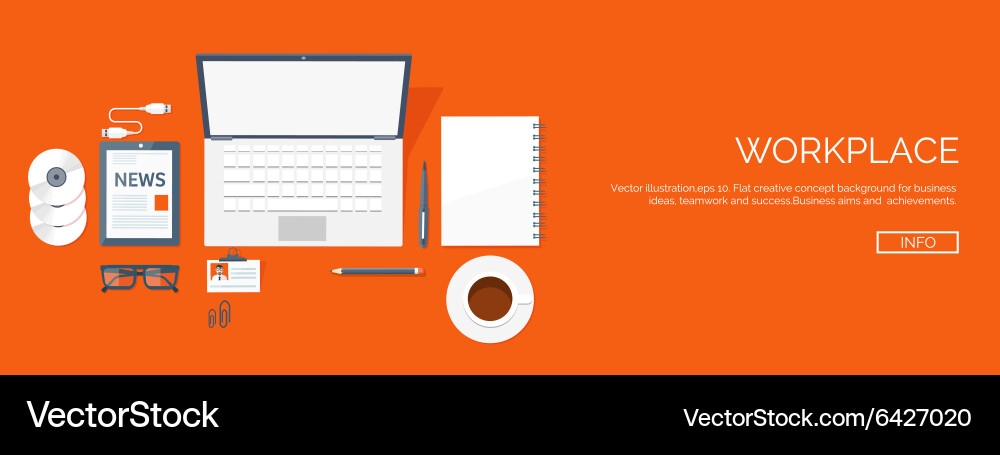 Flat header workplace Royalty Free Vector Image