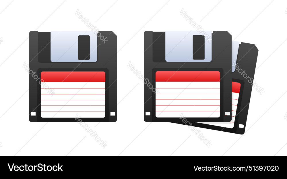 Floppy disk on white background hd diskette old Vector Image