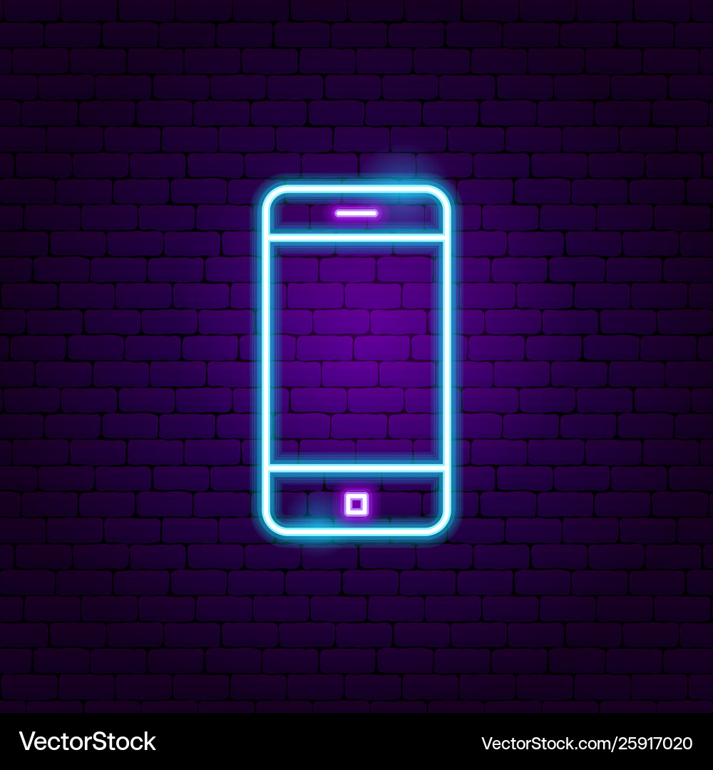 Mobile phone neon label Royalty Free Vector Image