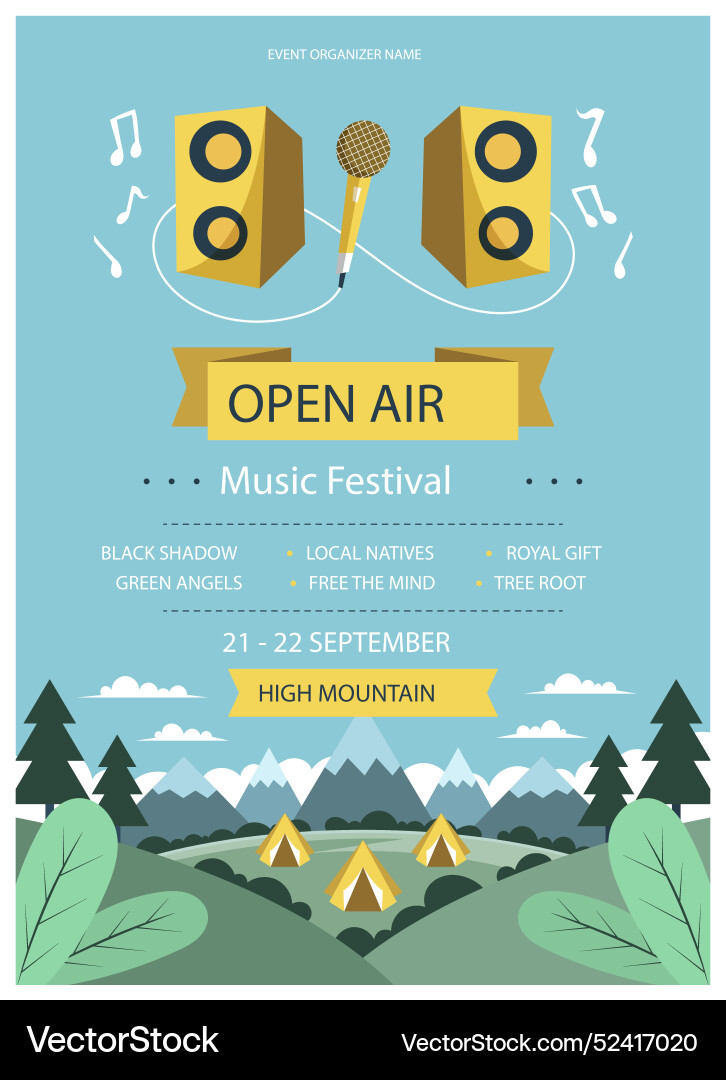 Open air party poster template Royalty Free Vector Image
