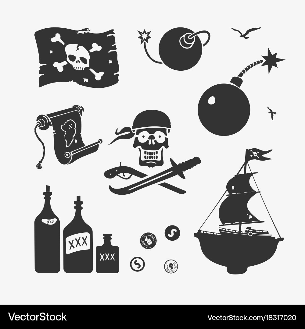 Pirate symbols set Royalty Free Vector Image - VectorStock