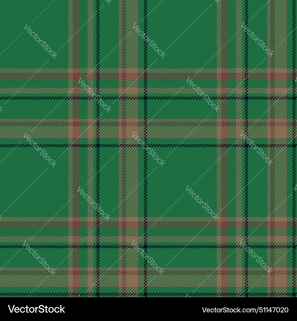 Plaid seamless pattern in green check fabric Vector Image