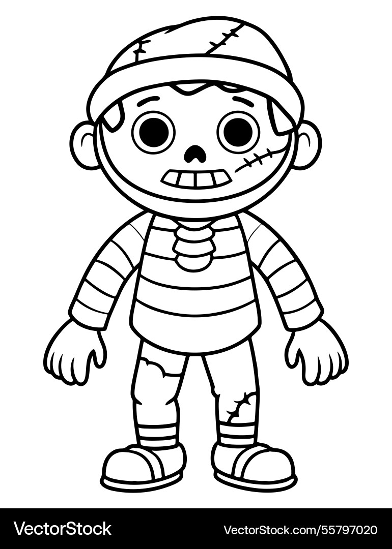 Zombie apocalypse coloring page for kids Vector Image