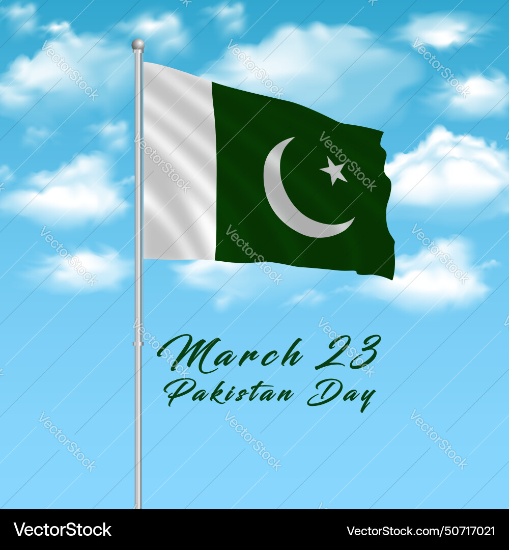 23 march pakistan day with pakistani wavy flag Vector Image