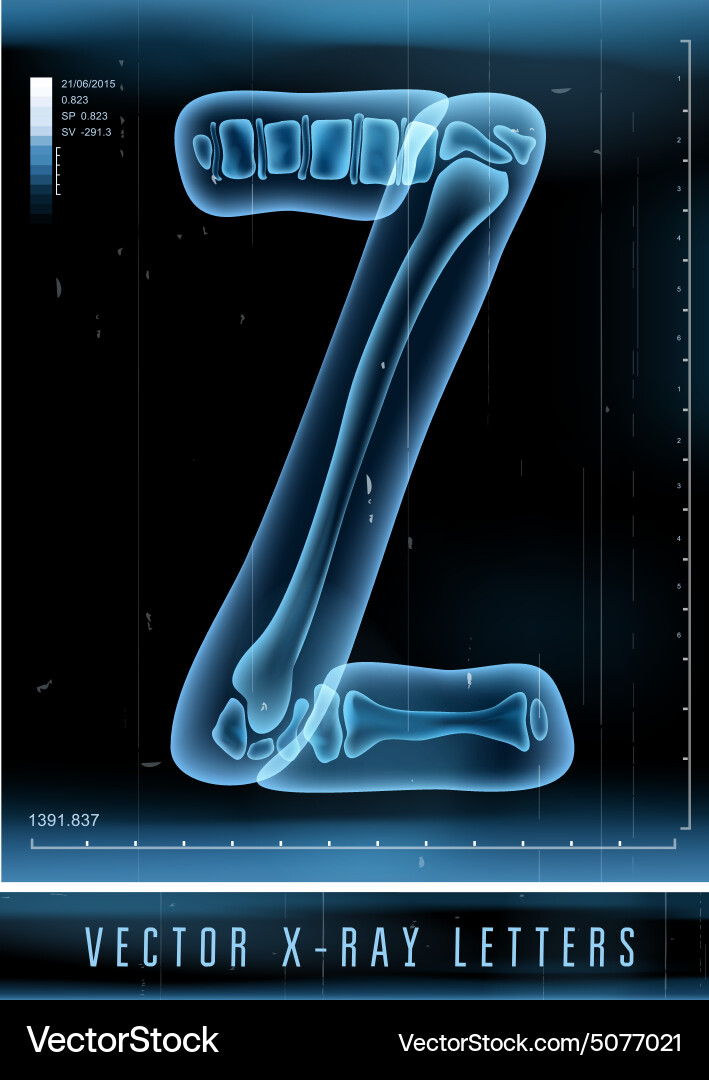 Blue 3d x ray style alphabet Royalty Free Vector Image