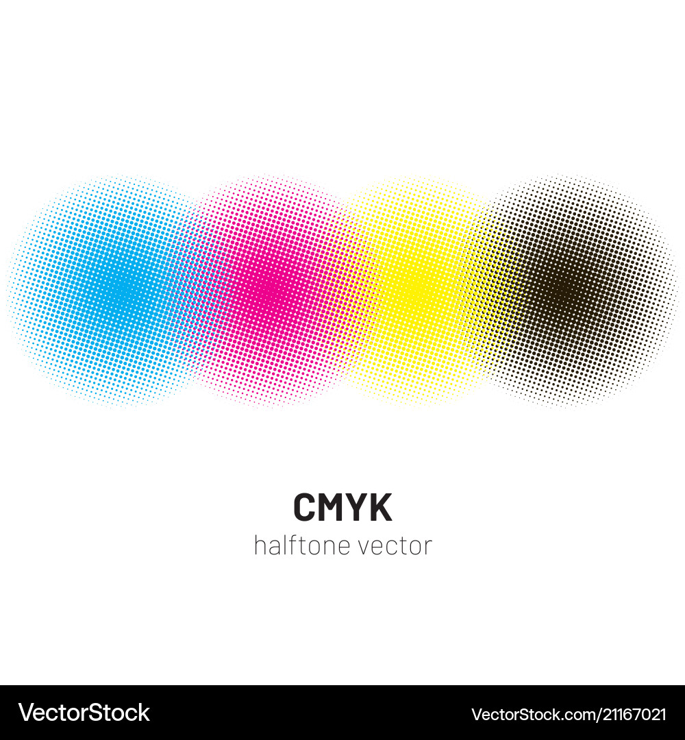 Cmyk halftone rounds background Royalty Free Vector Image