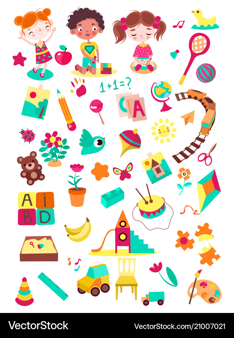 Colorful Kids Elements Royalty Free Vector Image