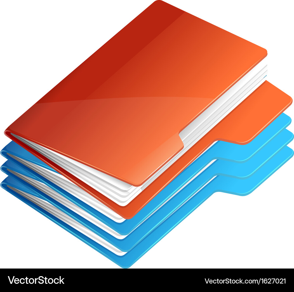 Four folders with paper folder stack Royalty Free Vector