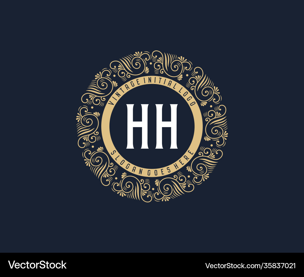 Initial hh antique retro luxury victorian Vector Image