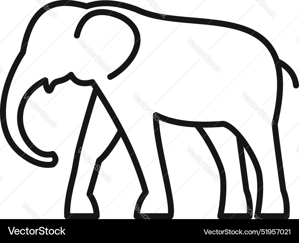 Line style elephant walking with trunk down Vector Image