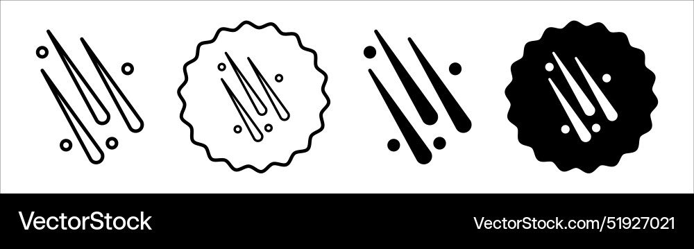 Meteor shower icon symbol set collection meteor Vector Image