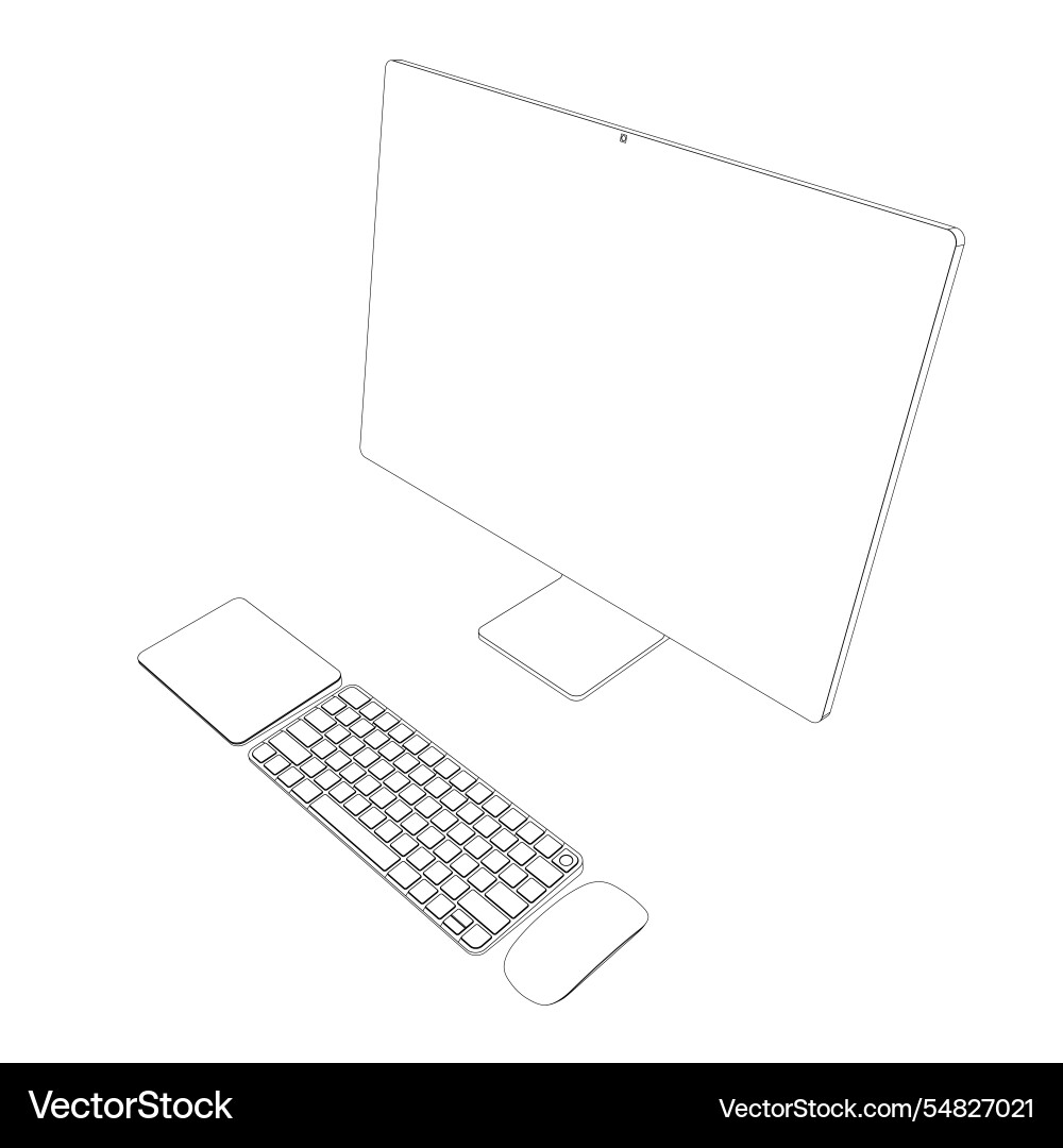 Monitor pc mockup Umriss dünner Rahmen Lizenzfreier Vektor