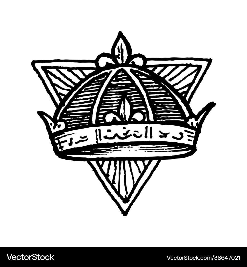 Royal crown on triangular frame Royalty Free Vector Image