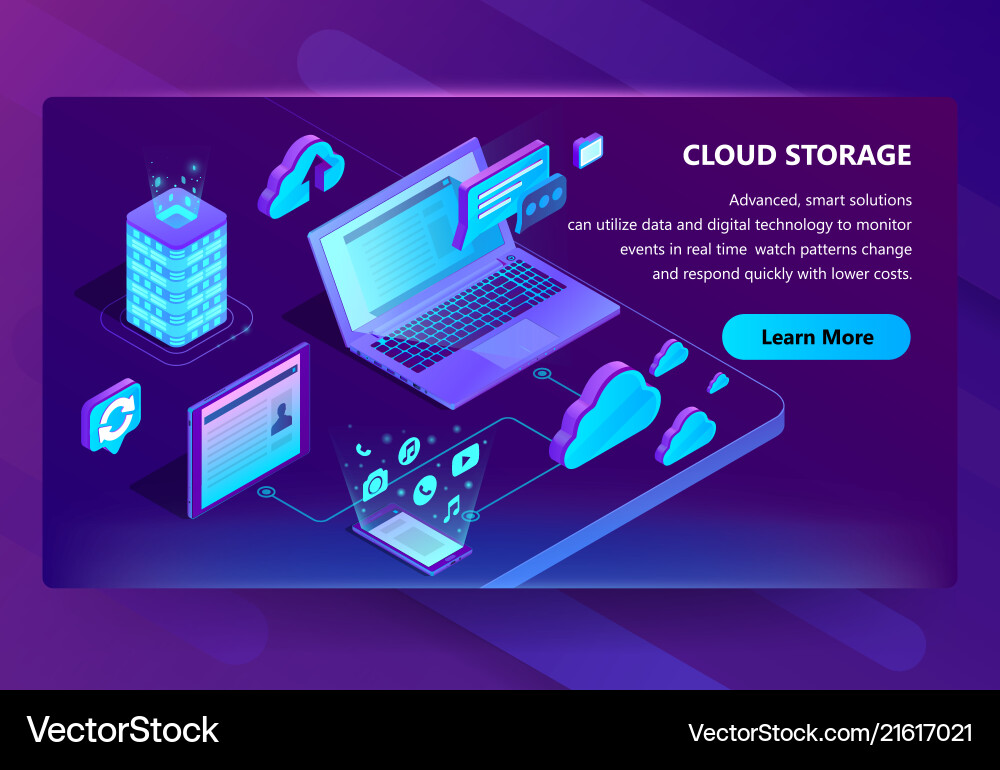 Template of site for cloud storage Royalty Free Vector Image