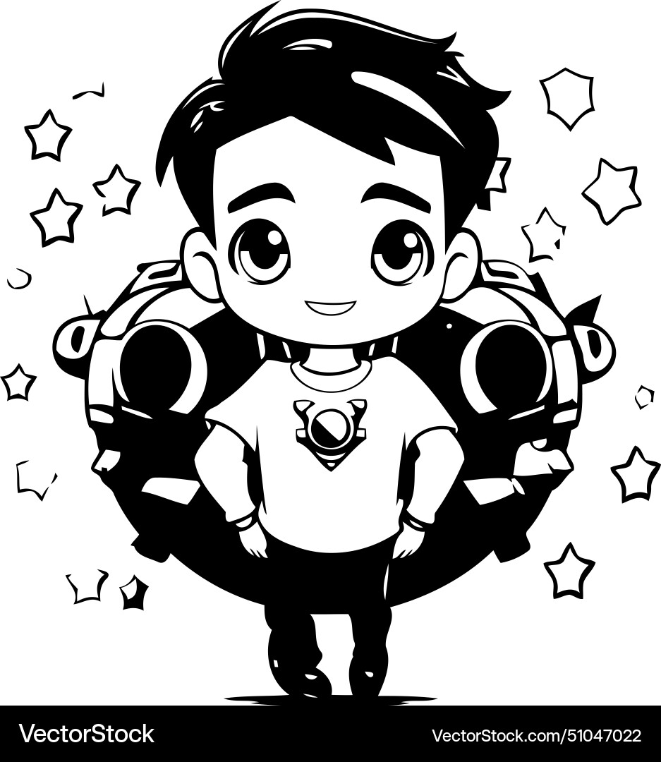 Cute boy in space suit cartoon character Vector Image