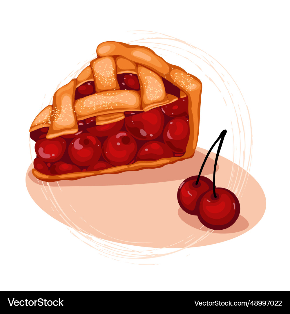 Delicious Cherry Pie Slice Royalty Free Vector Image