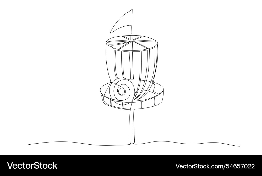 Disc golf one line sketch hand drawn doodle Vector Image
