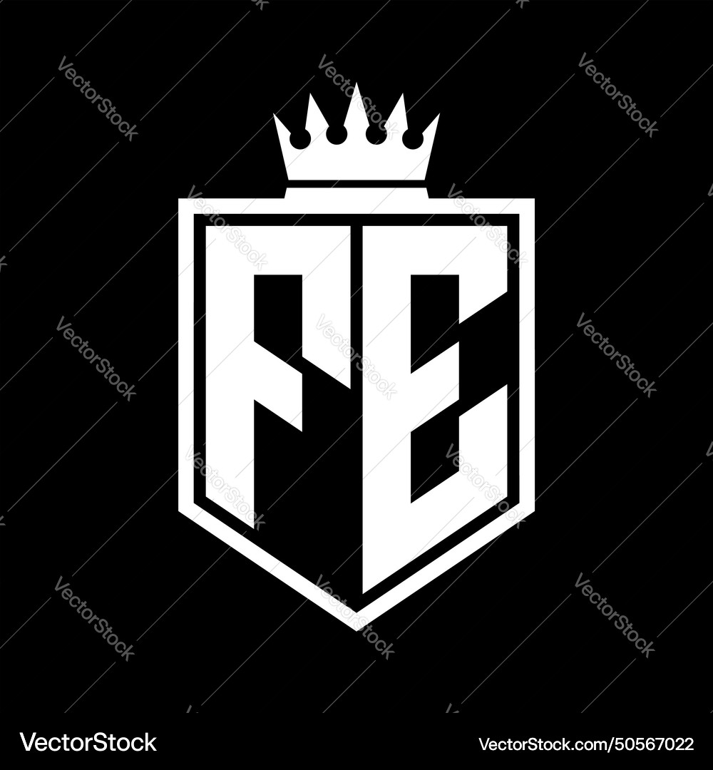 Fe logo monogram bold shield geometric shape Vector Image