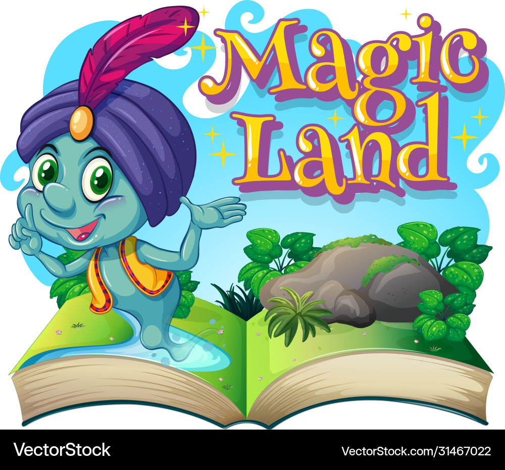 Font design for word magic land with scene from Vector Image