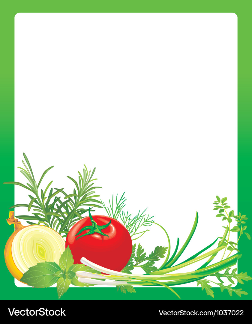 Frame with vegetables and herbs Royalty Free Vector Image