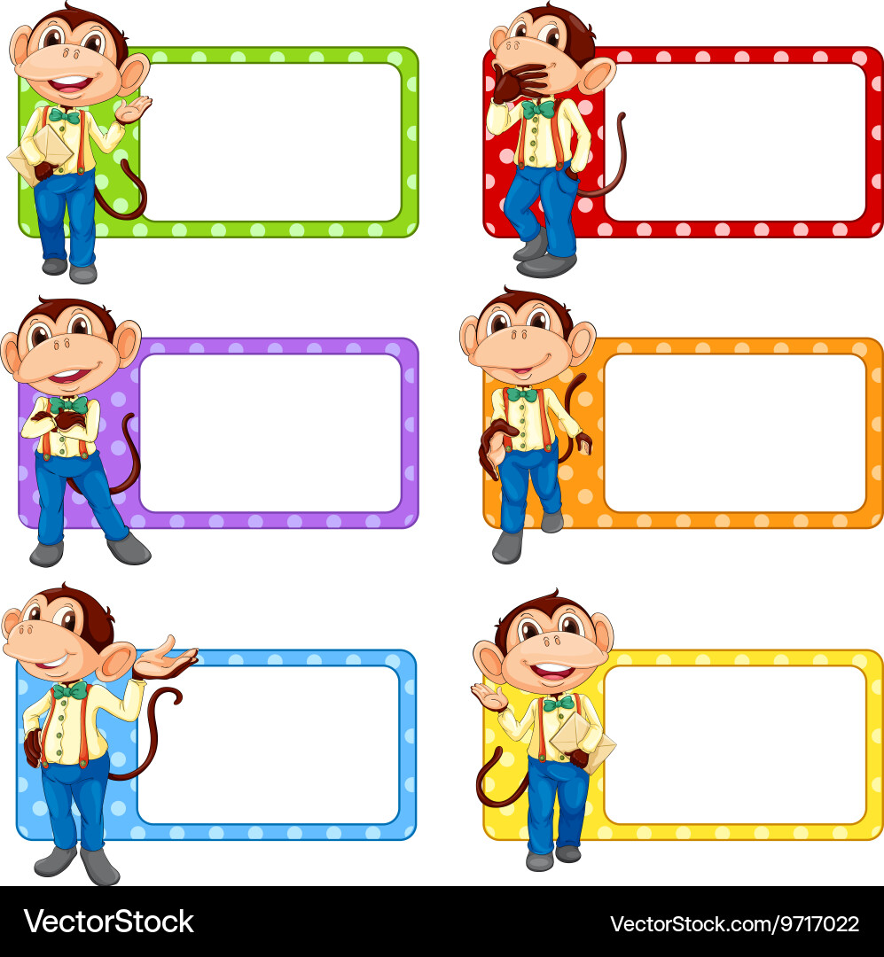 Label design with monkey in human suit Royalty Free Vector