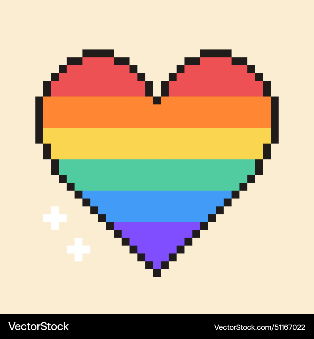 Rainbow pixel heart lgbtq Royalty Free Vector Image