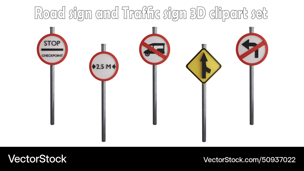 Road sign and traffic clipart element Royalty Free Vector