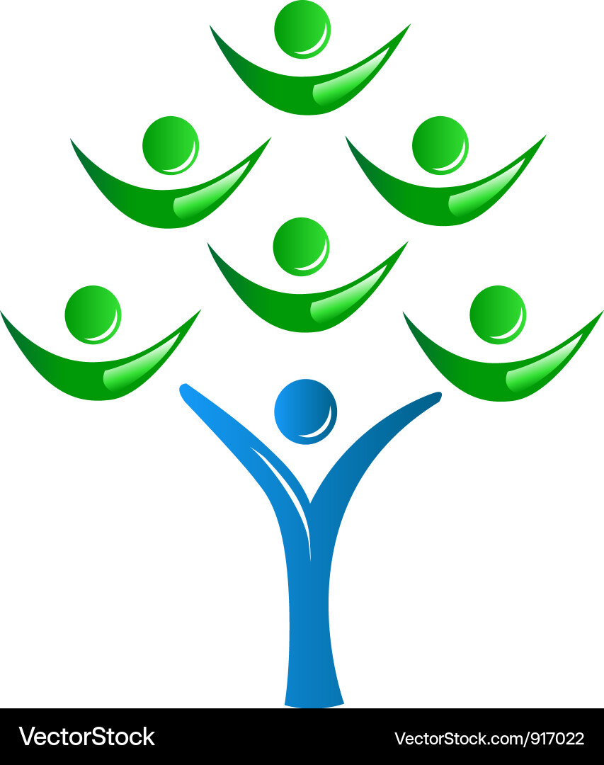 Teamwork as a tree logo Royalty Free Vector Image